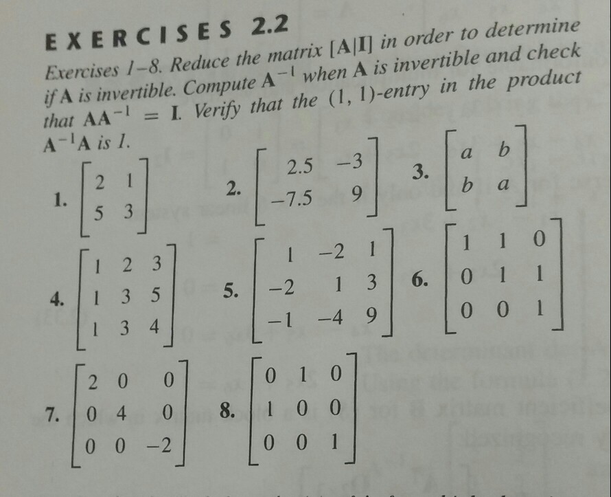 Solved Reduce the matrix [A|I] in order to determine if A in | Chegg.com