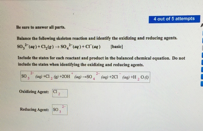 Solved Balance the following skeleton reaction and identify | Chegg.com