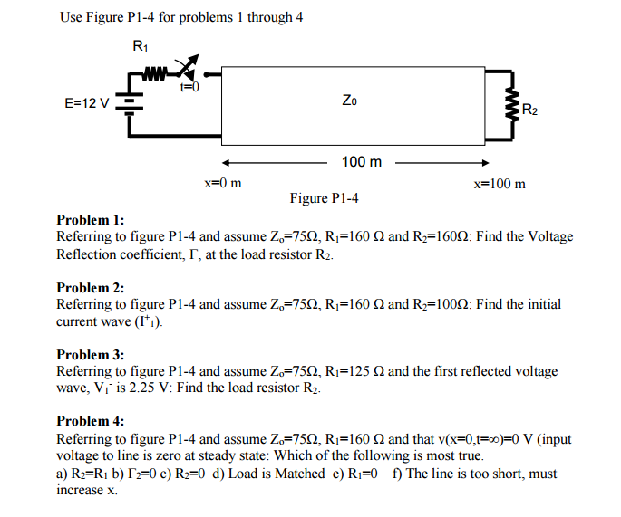 Solved Use Figure P1-4 for problems 1 through 4 R2 100 m x=0 | Chegg.com