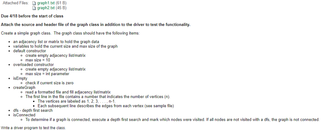 Solved Attached Files: graph1txt (61 B) D graph2.txt (45 B) | Chegg.com
