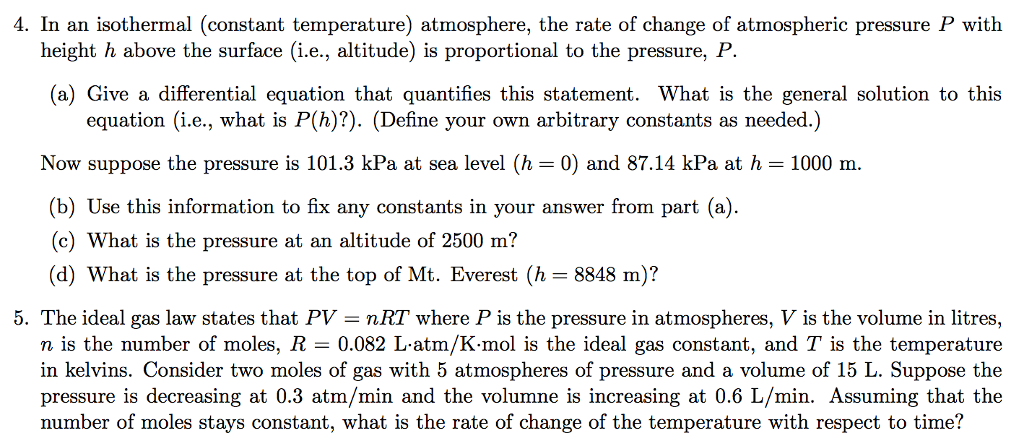 Solved In an isothermal (constant temperature) atmosphere, | Chegg.com