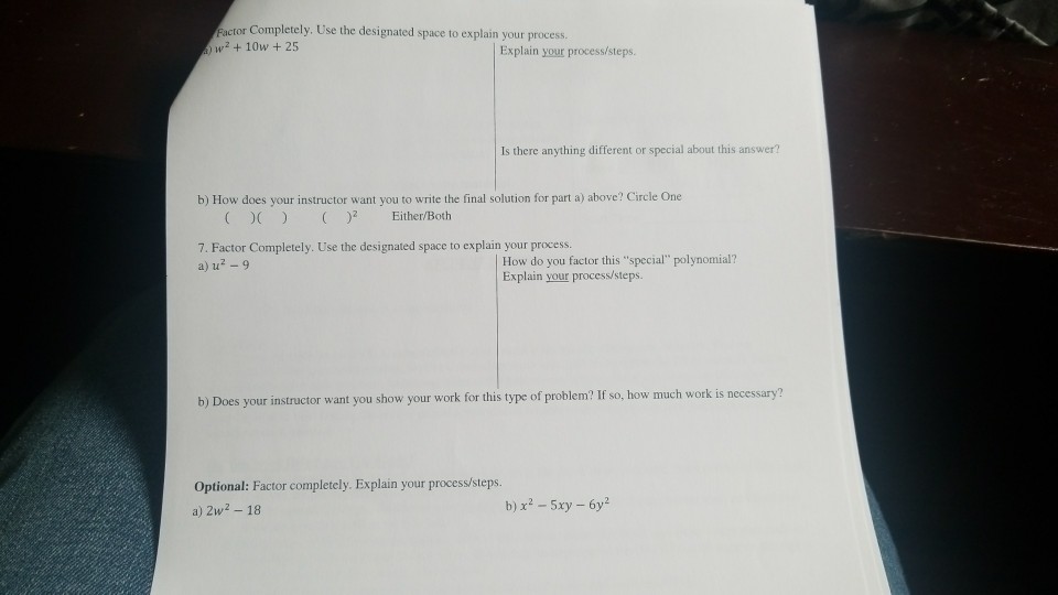 Solved intermediate algebra- factoring polynomials please | Chegg.com