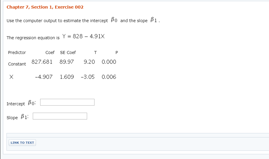 Solved Use the computer output to estimate the intercept | Chegg.com