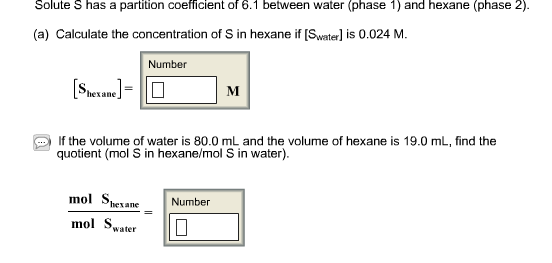 Solved Solute S has a partition coefficient of 6.1 between | Chegg.com