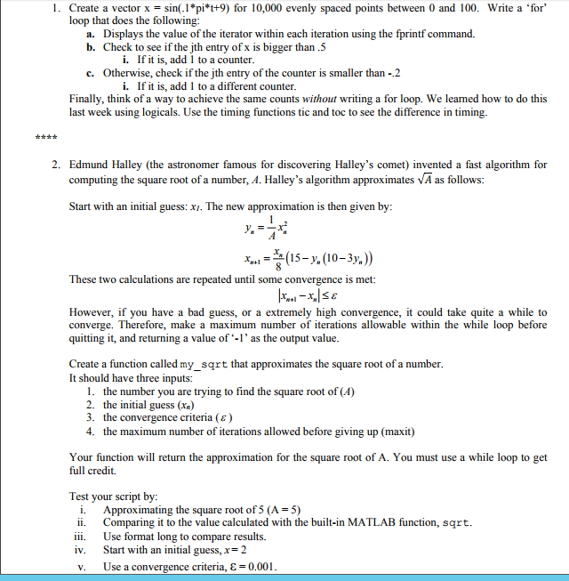Solved 1. Create a vector x sin(1pi*t+9) for 10,000 evenly | Chegg.com