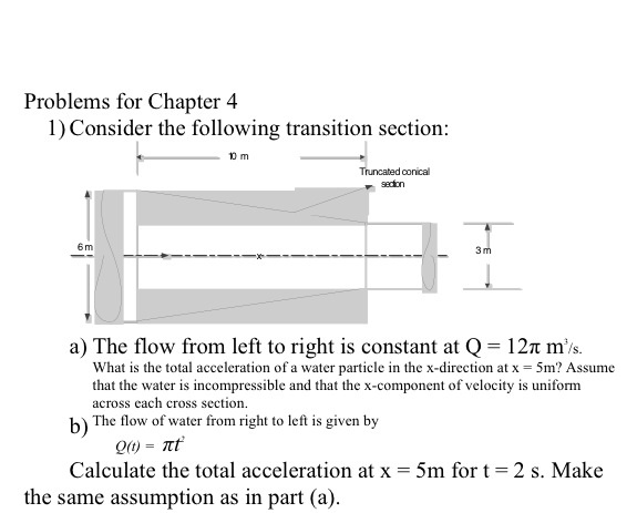 Consider the following transition section: The flow | Chegg.com