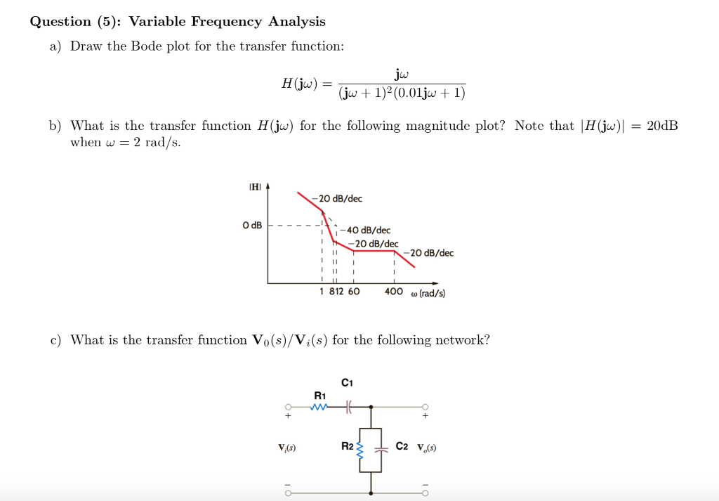 Solved Question (5): Variable Frequency Analysis a) Draw the | Chegg.com