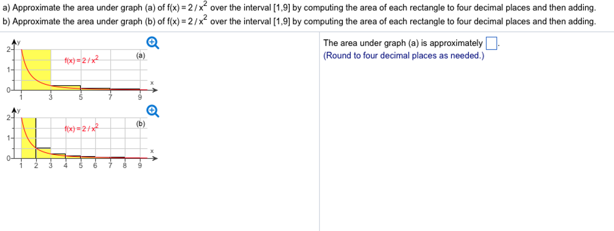 a) Approximate the area under graph (a) off(x) 2/x | Chegg.com