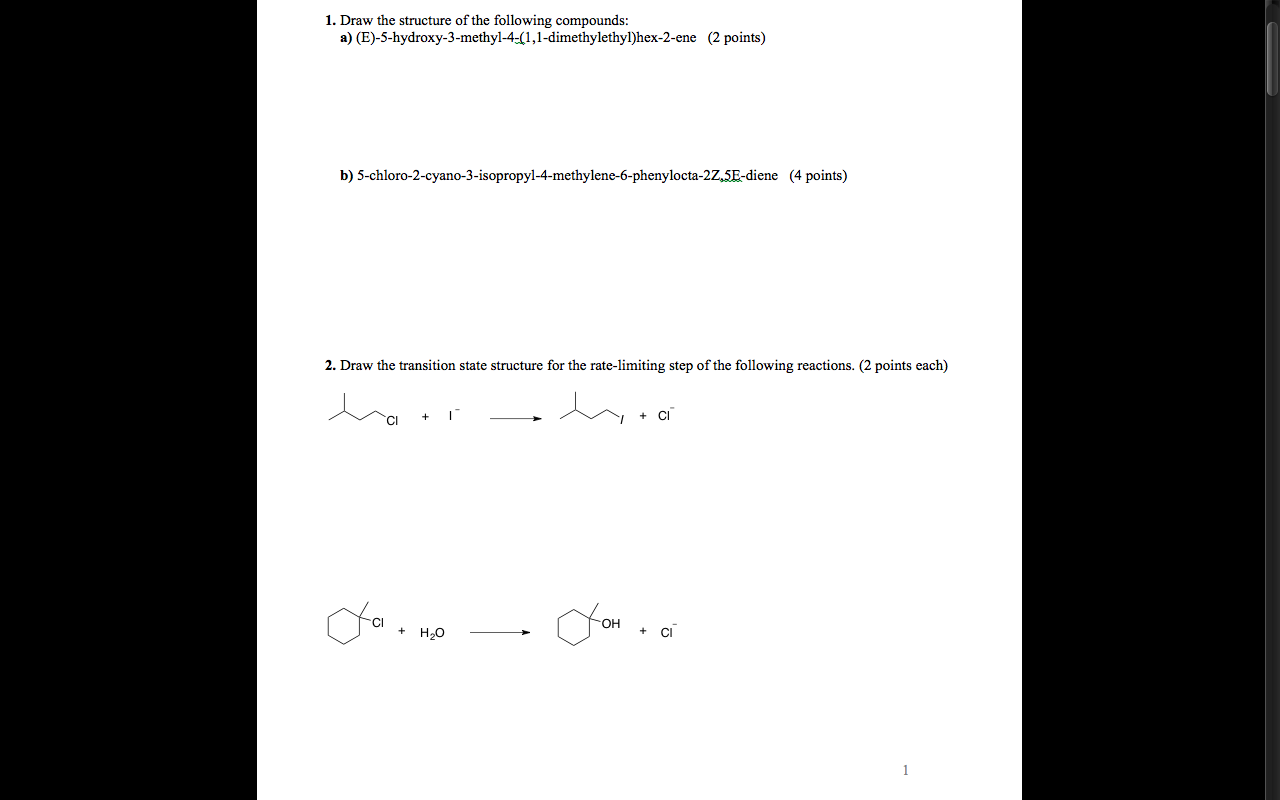 Solved Draw The Structure Of The Following Compounds Draw