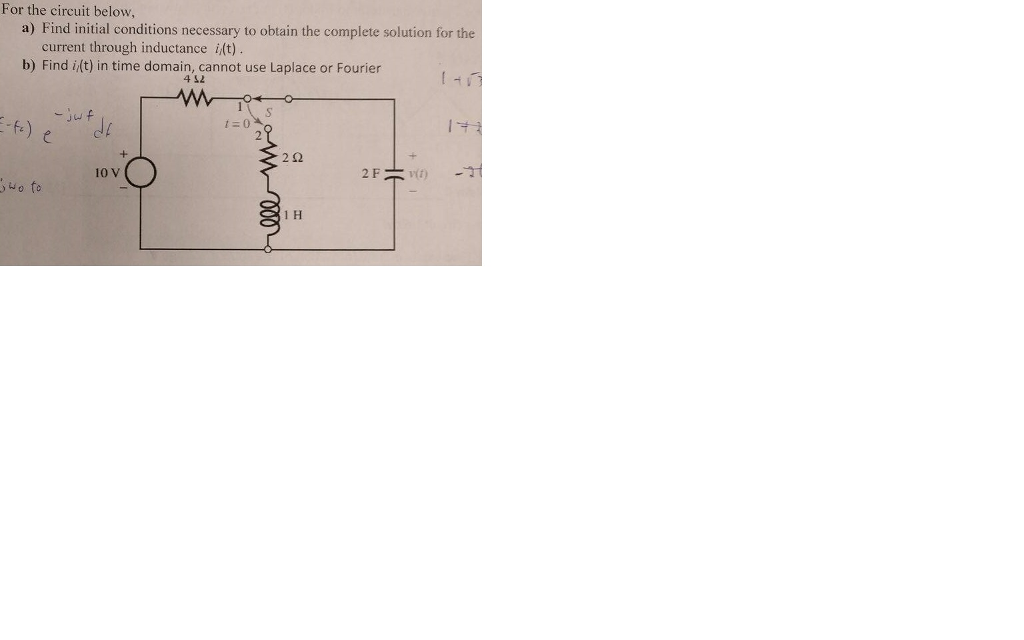 Solved For the circuit below, Find initial conditions | Chegg.com