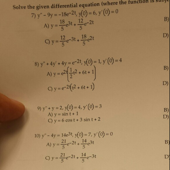 Solved Solve the given differential equation (where the | Chegg.com