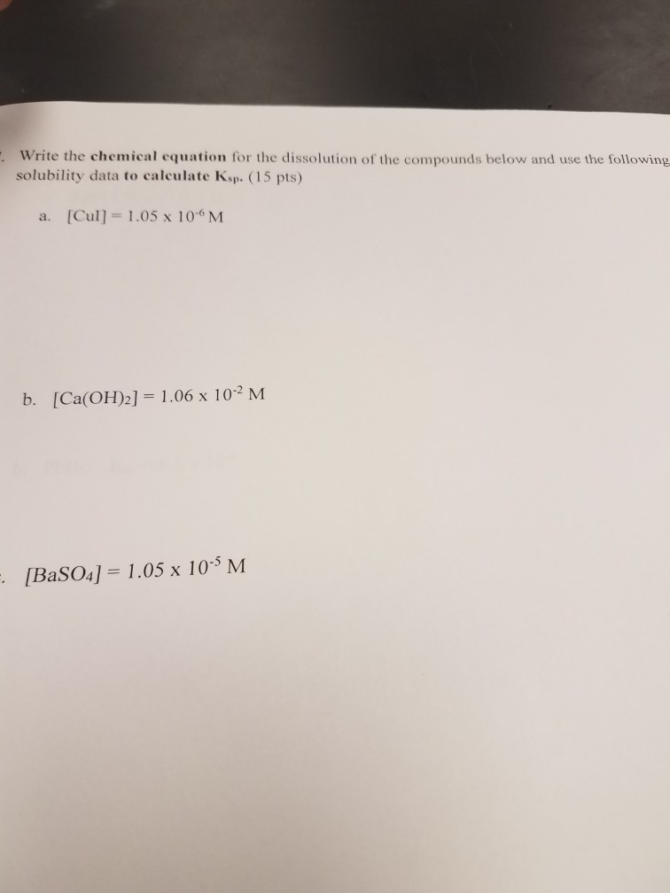 Solved Write the chemical equation for the dissolution of | Chegg.com