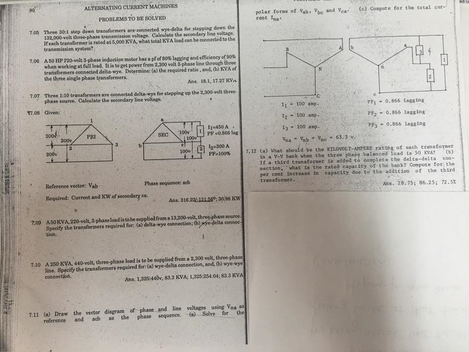 Solved ALTERNATING CURRENT MACHINES PROBLEMS TO BE SOLVED | Chegg.com