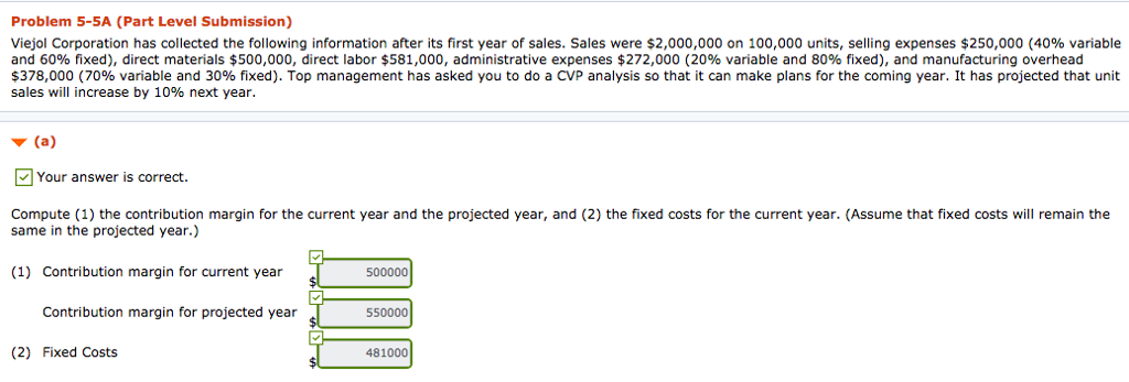 Solved Problem 5-5A (Part Level Submission) Viejol | Chegg.com