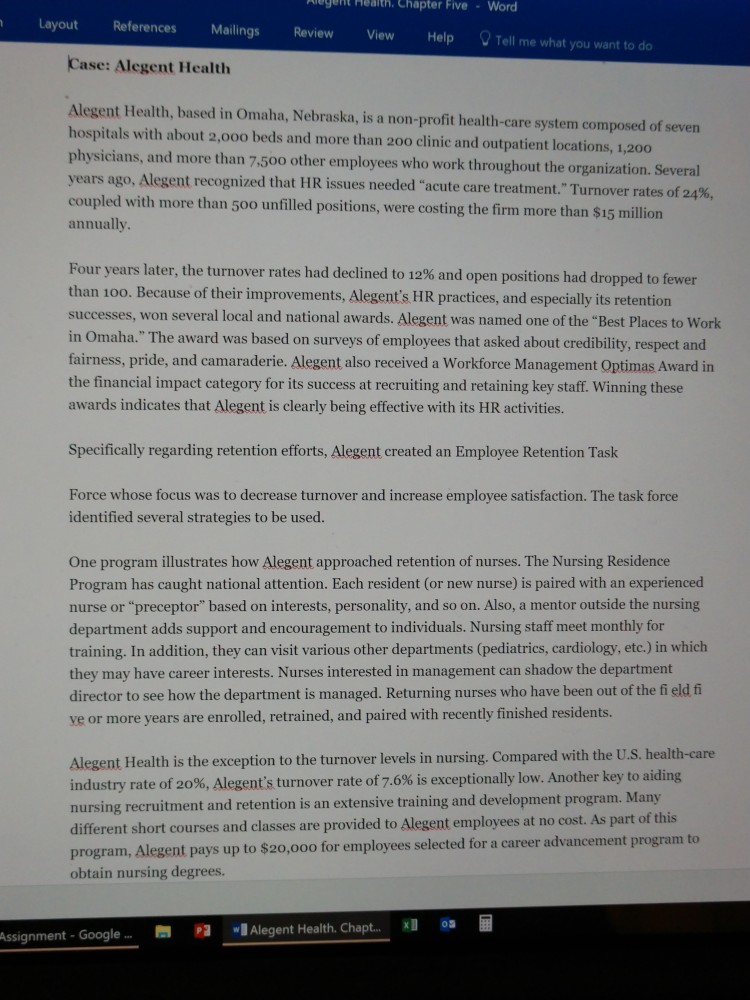 Solved Riegent Health. Chapter Five Word Layout References | Chegg.com