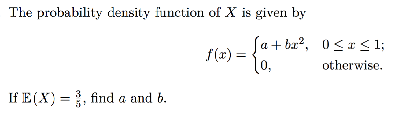 Solved The probability density function of X is given by | Chegg.com
