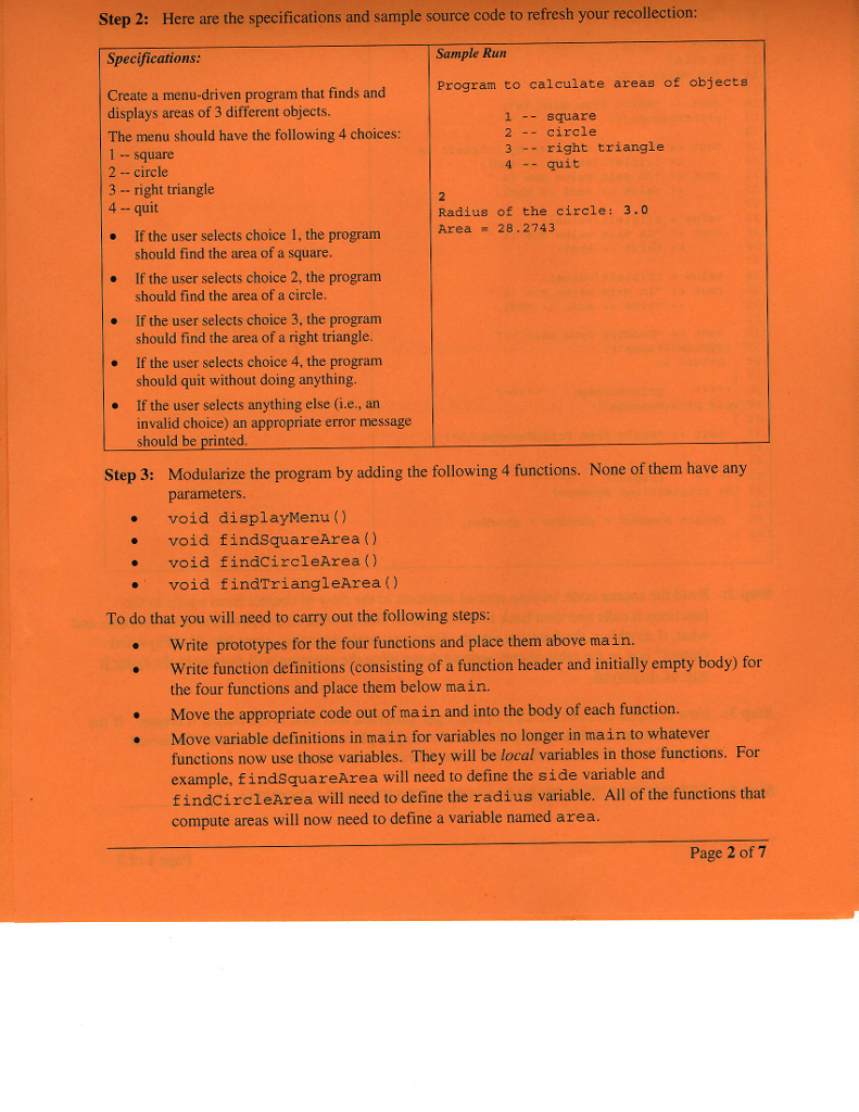 Solved Step 2: Here are the specifications and sample source | Chegg.com