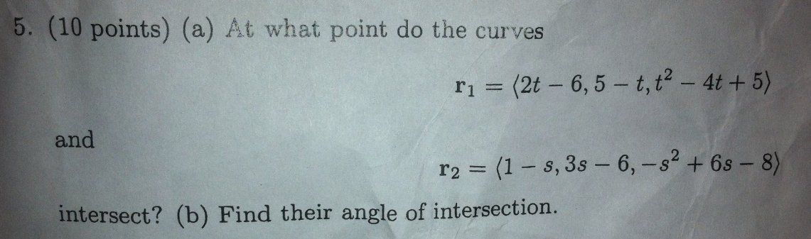 Solved At what point do the curves and intersect? (b) Find | Chegg.com