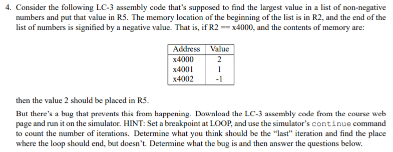 Solved 4. Consider the following LC-3 assembly code that's | Chegg.com