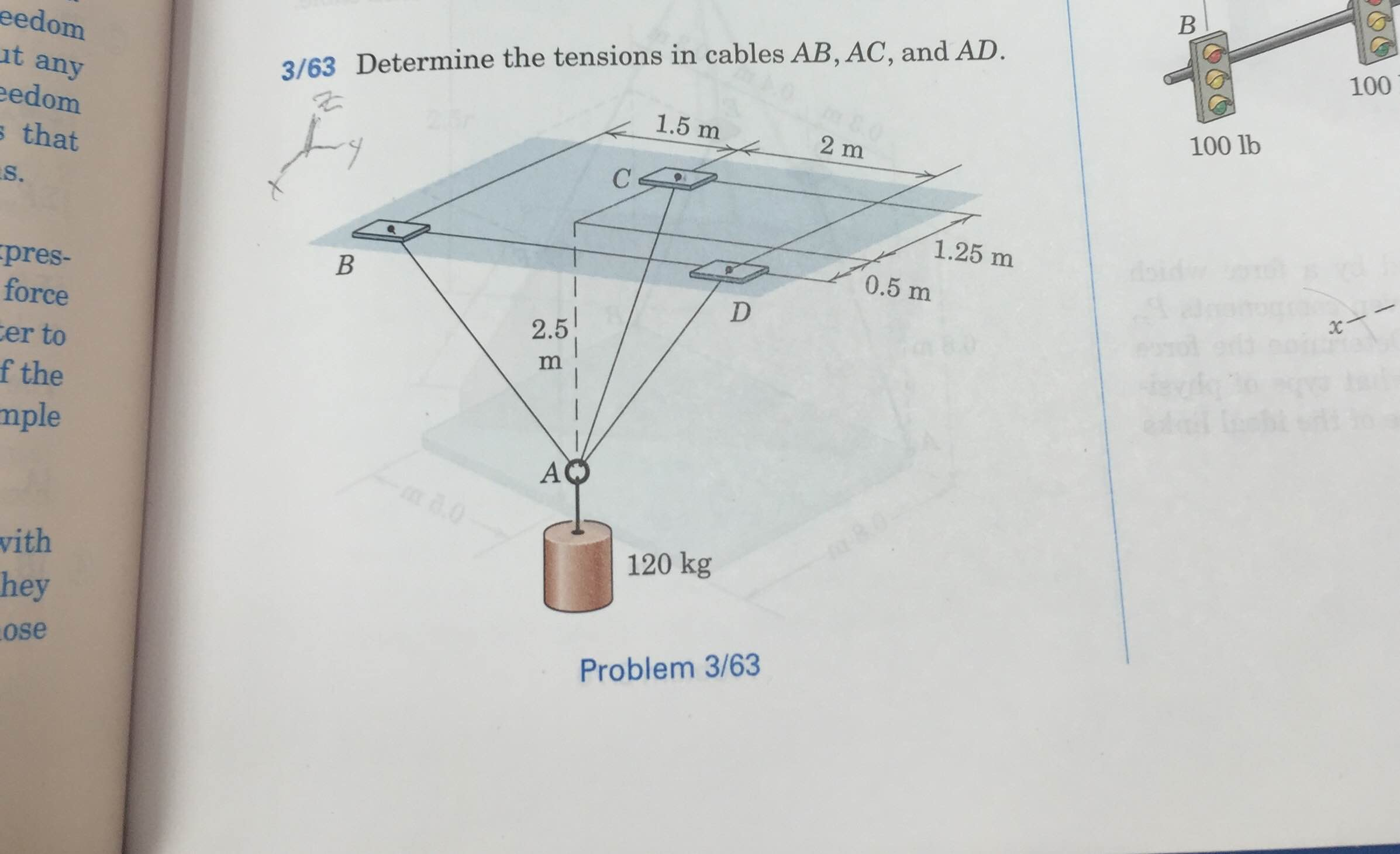 Solved Determine the tensions AB,AC, AD. 3/63 Please show | Chegg.com