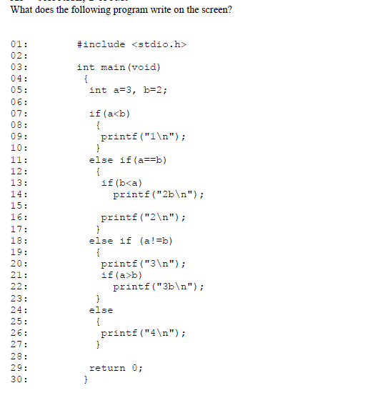 Solved What does the following program write on the screen? | Chegg.com