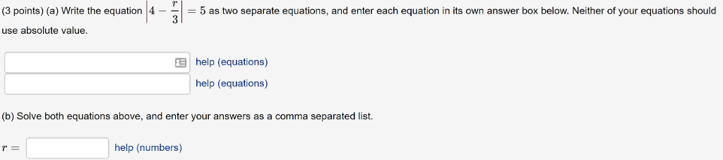 Solved (3 points) (a) Write the equation | 4 use absolute | Chegg.com