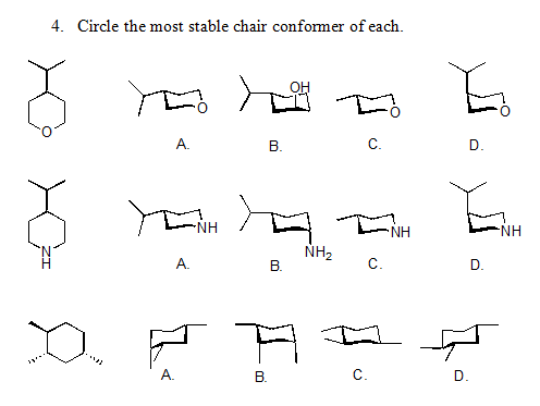 Solved Circle the most stable chair conformer of each. | Chegg.com
