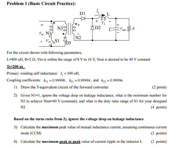Solved For the circuit shown with following parameters, | Chegg.com