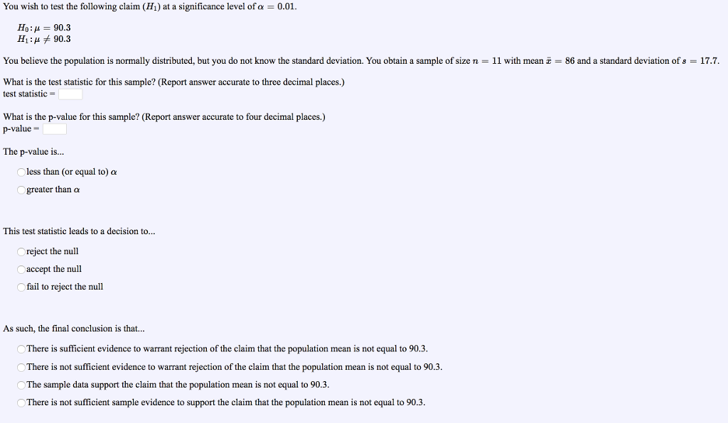 Solved You wish to test the following claim (H1H1) at a | Chegg.com