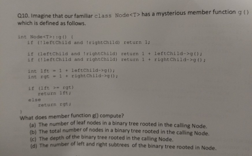 Solved Imagine that our familiar class Node has a | Chegg.com
