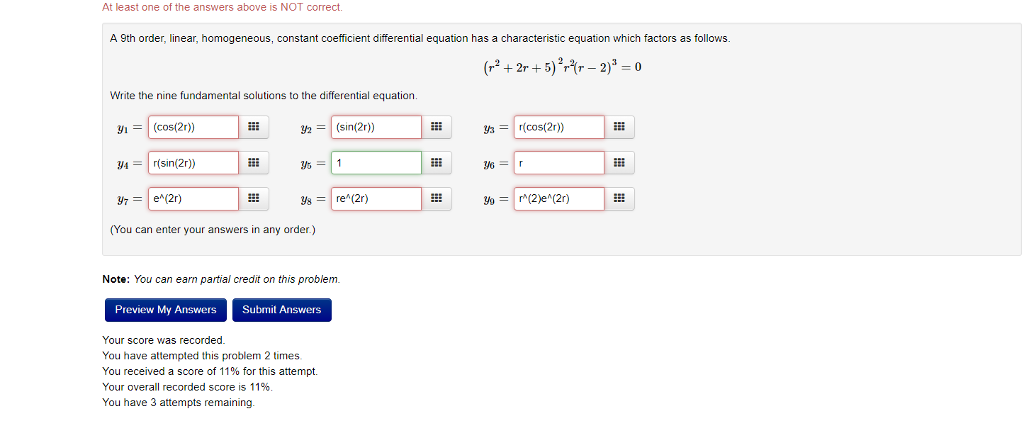 Solved At Least One Of The Answers Above Is Not Correct A