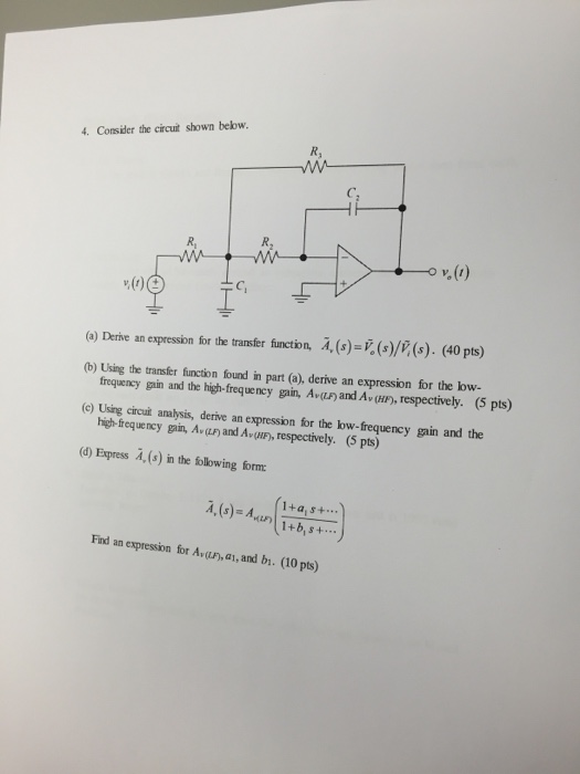 Solved Consider the circuit shown below. Derive an | Chegg.com