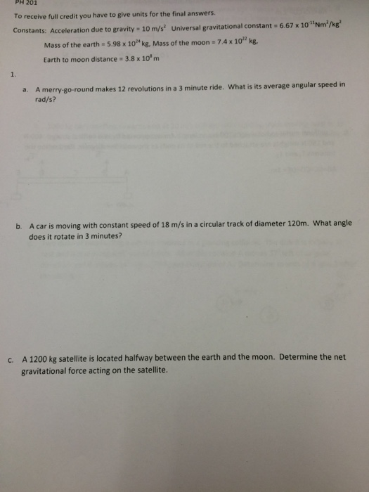 Solved Constants Acceleration due to gravity = 10 m/s^2 | Chegg.com