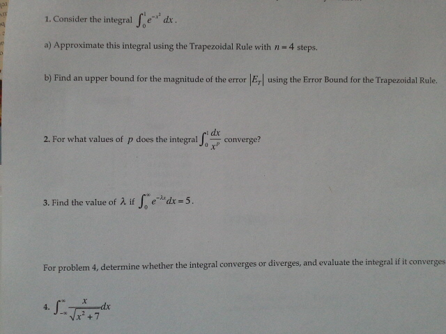For what values of p does the integral integral 1 0 | Chegg.com