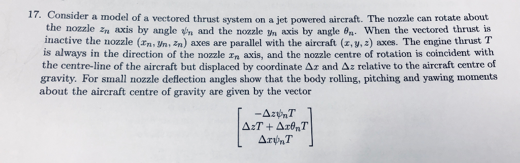 17. Consider a model of a vectored thrust system on a | Chegg.com