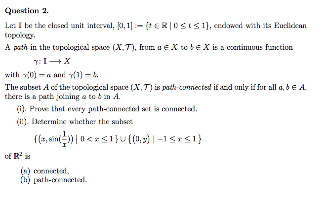 Solved Question 2. 1), endowed with its Euclidean Let I be | Chegg.com