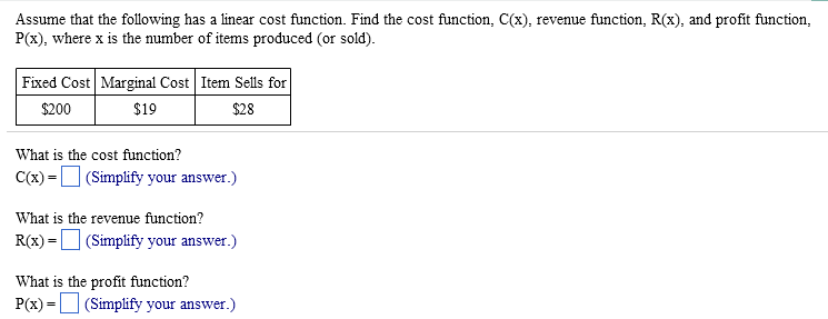 Solved Assume That The Following Has A Linear Cost Function