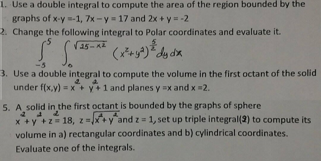 Solved Use a double integral to compute the area of the | Chegg.com