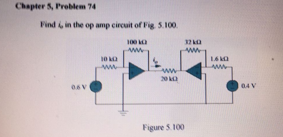 Solved Find i_o in the op amp circuit of Fig, 5.100. | Chegg.com