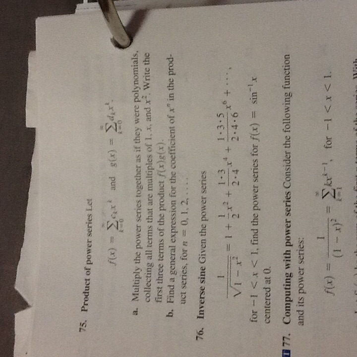 Solved Multiply the power series together as if they were | Chegg.com