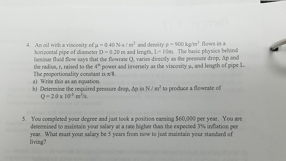 Solved An oil with a viscosity of mu = 0.40 N-s/m^2 and | Chegg.com