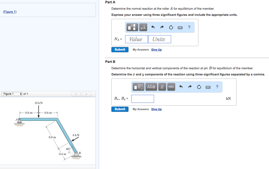 Solved Part A Determine The Normal Reaction At The Roller A