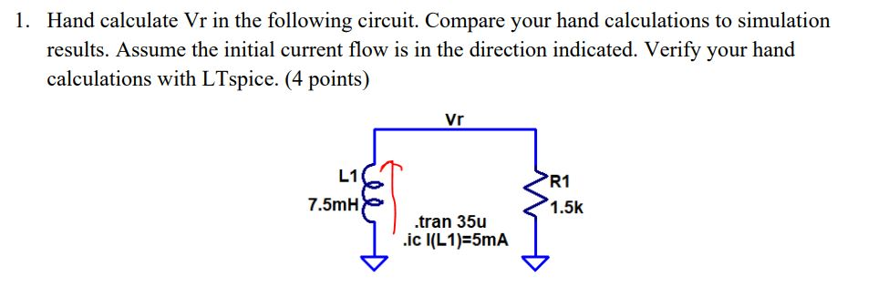 Solved 1. Hand calculate Vr in the following circuit. | Chegg.com