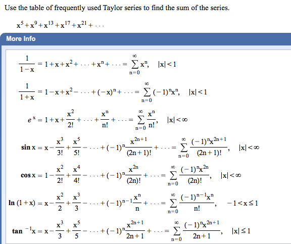 Solved: Use The Table Of Frequently Used Taylor Series To ... | Chegg.com