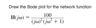 Solved Draw the Bode plot for the network function H(j | Chegg.com