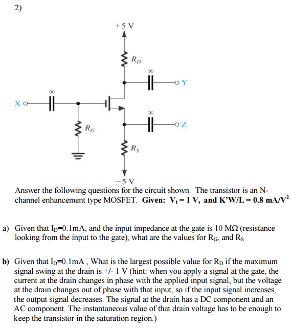 Solved Given an N-channel MOSFET, determine values for | Chegg.com