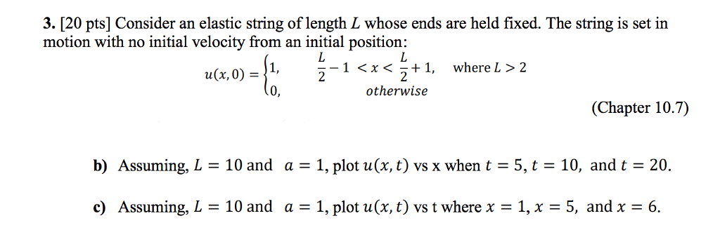3. [20 pts] Consider an elastic string of length L | Chegg.com