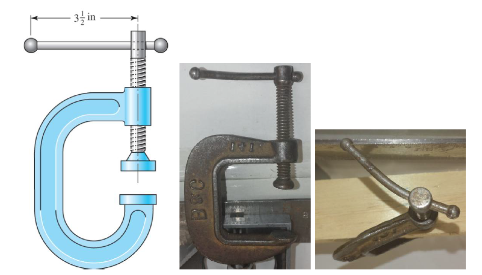 Solved For the C-clamp shown, a static force F is applied at | Chegg.com