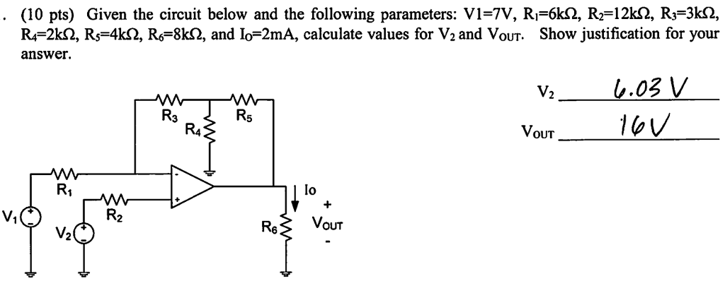 Solved (10 pts) Given the circuit below and the following | Chegg.com Solved (10 pts) Given the circuit below and the following | Chegg.com