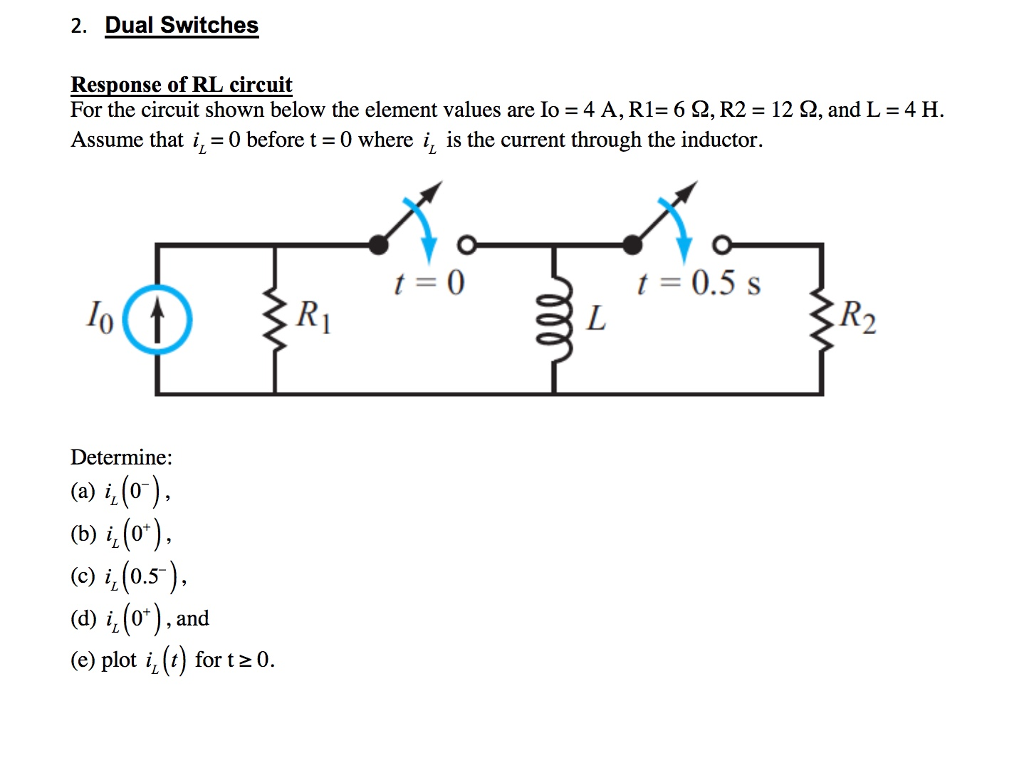 Solved 2. Dual Switches Response of RL circuit For the | Chegg.com